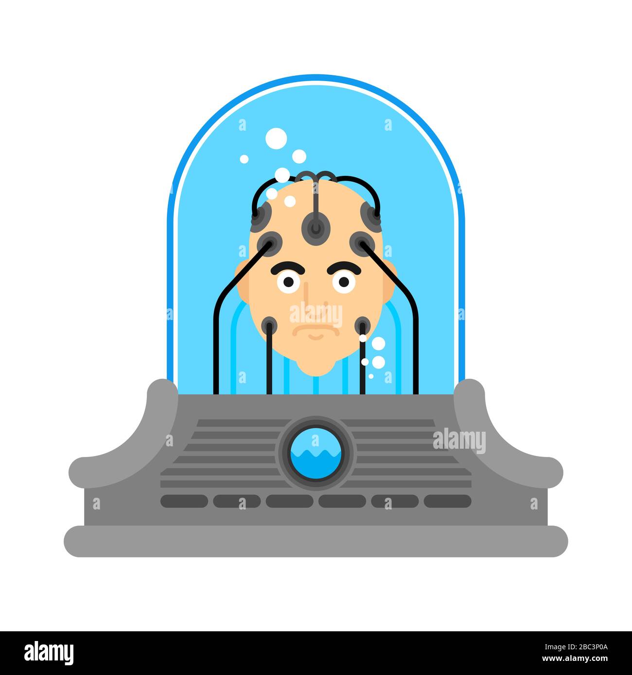 Living head in glass bell. Technology of the future. Head transplant ...