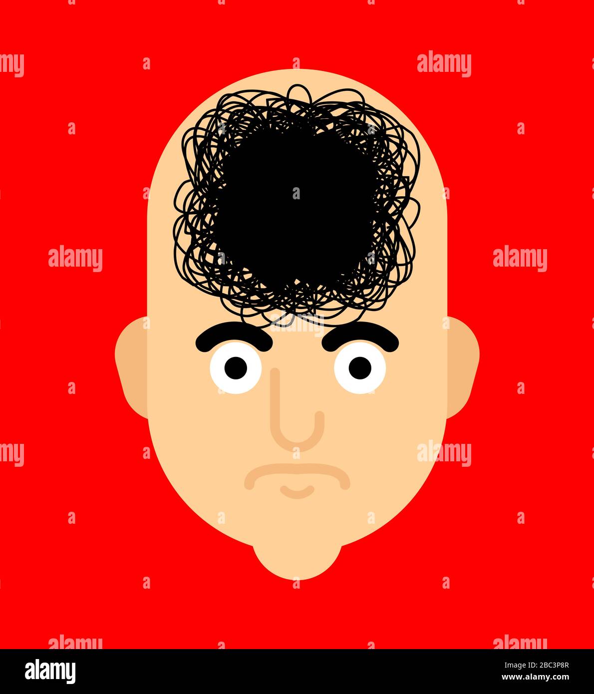 Bad thoughts in head isolated. depressed think. vector illustration ...