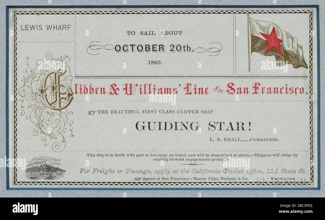 GUIDING STAR Clipper ship sailing card Stock Photo - Alamy