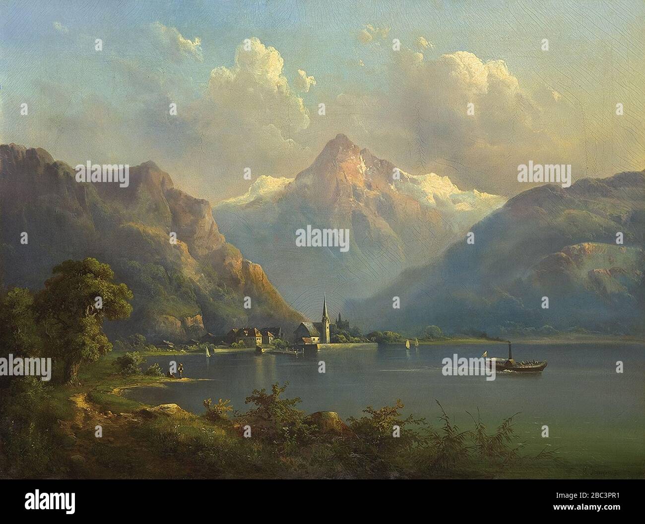 Guido Hampe - Alpenlandschaft 1872 Stock Photo - Alamy