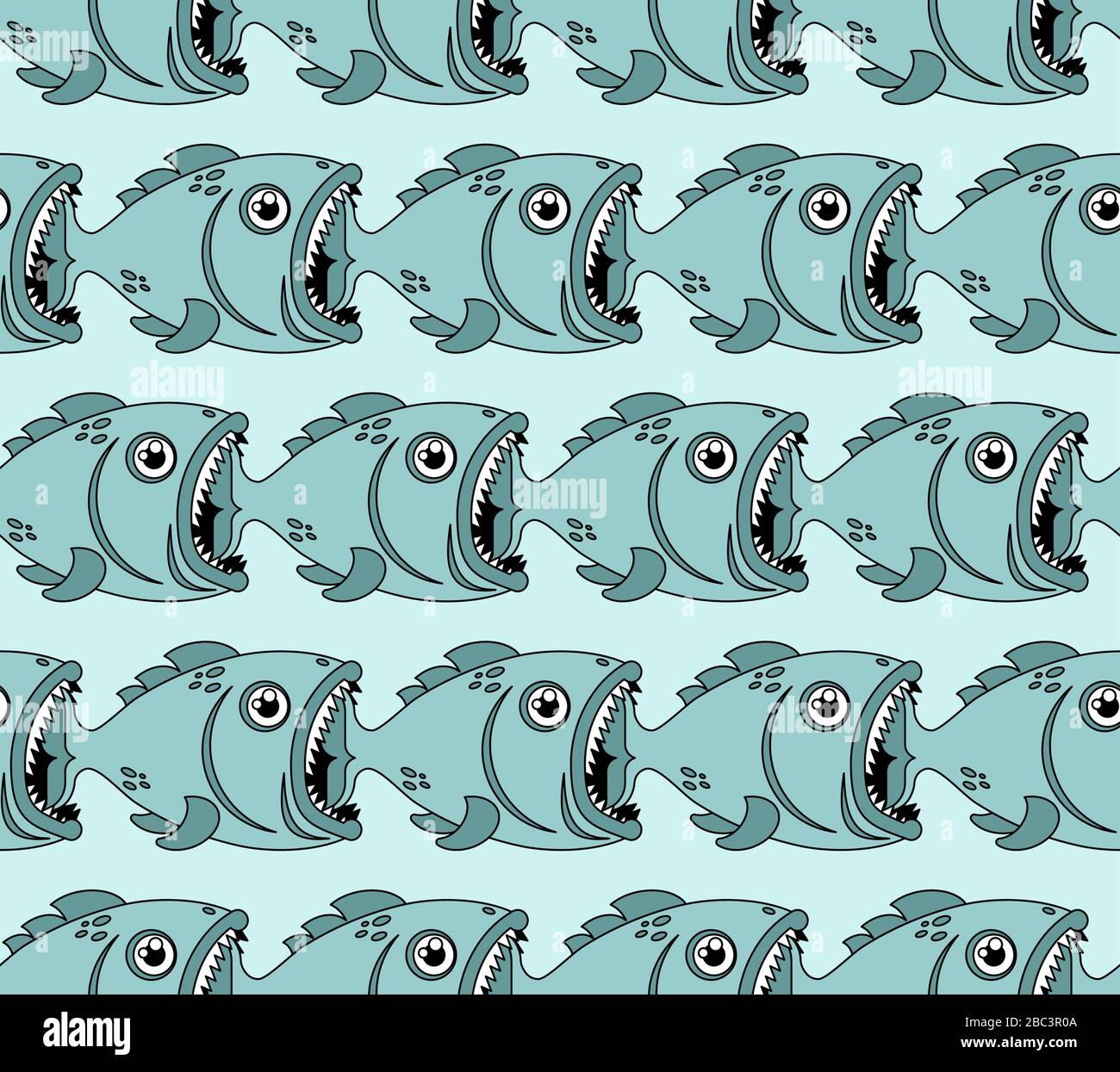 Fish eat fish pattern seamless. Predatory fish with open mouth ...