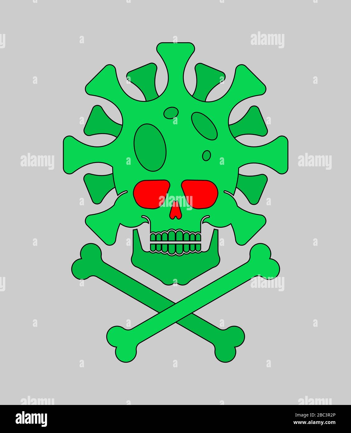 Coronavirus skull Deadly danger sign. Pandemic. Global epidemic disease ...