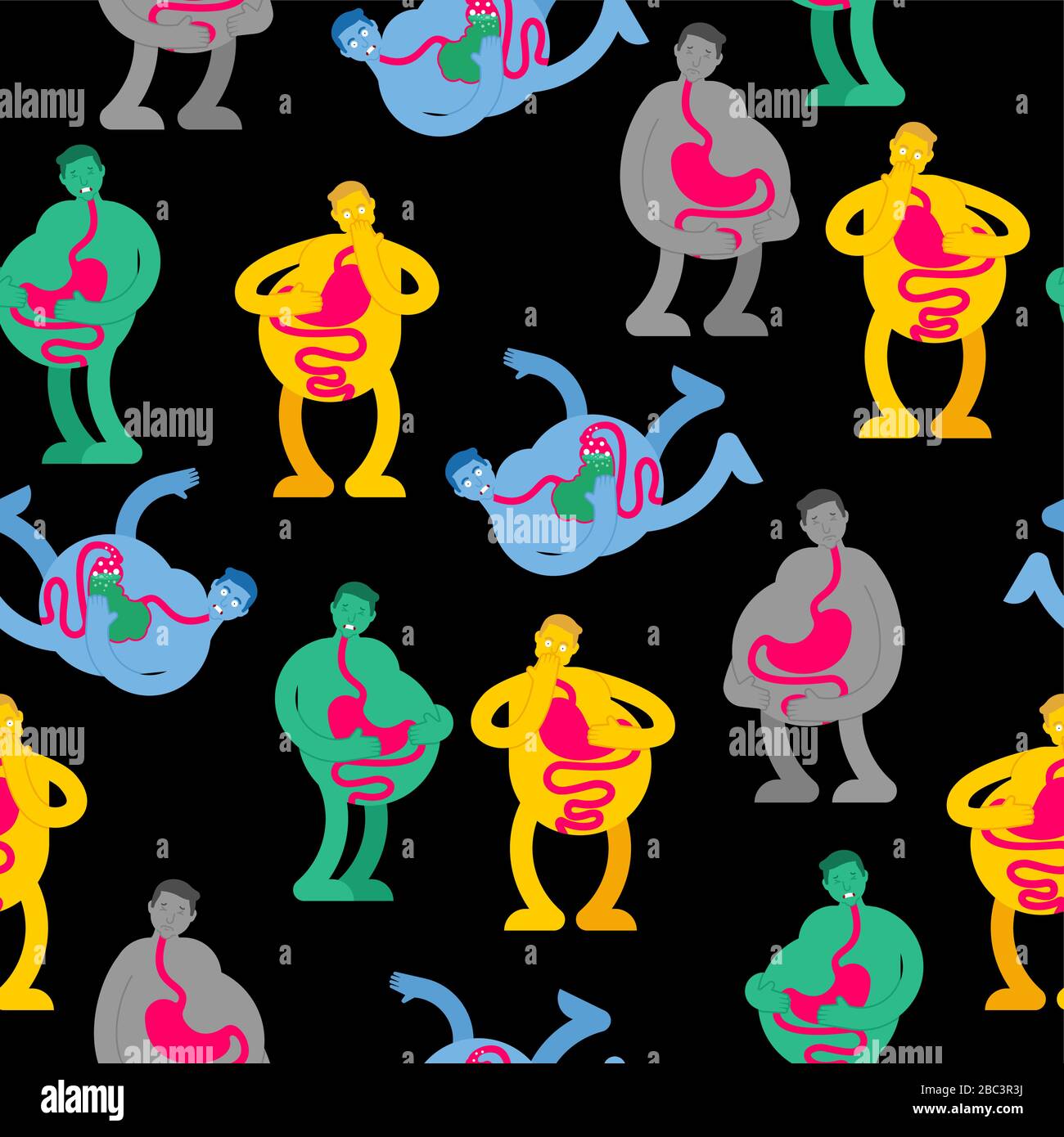 Heaviness in stomach pattern seamless. bloating background. nausea ...