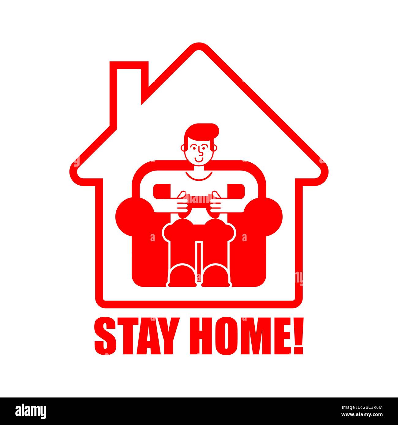 Stay at home. Gamer playing at home. Coronavirus isolation mode ...