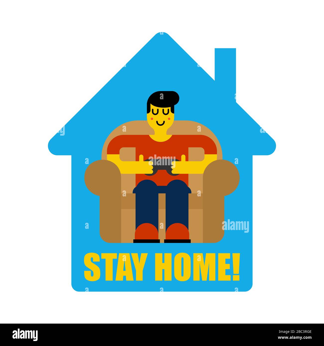 Stay at home. Gamer playing at home. Coronavirus isolation mode ...