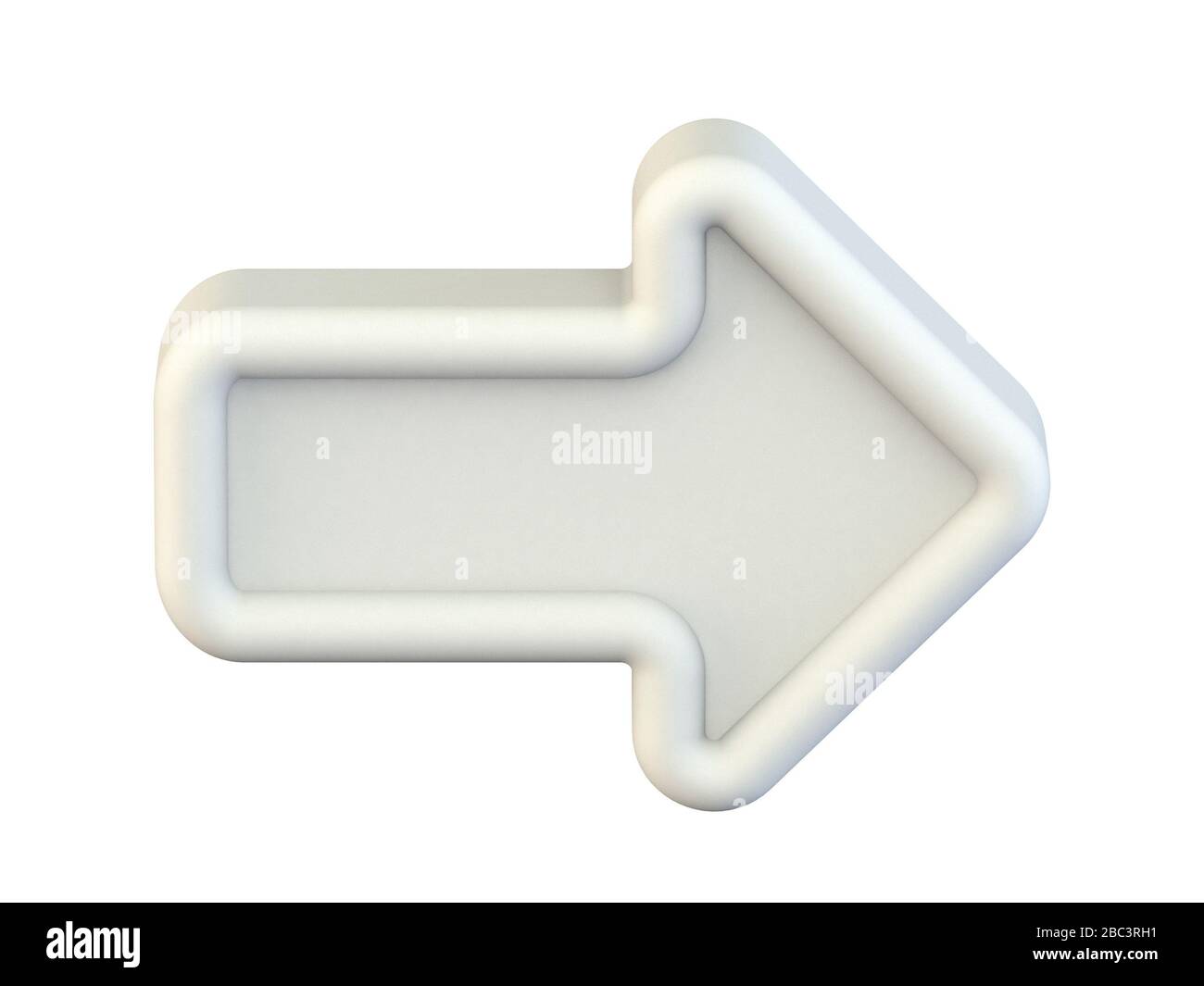 White right arrow icon 3D render illustration isolated on white ...