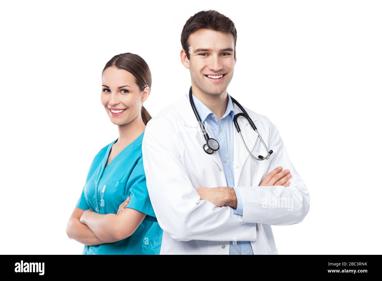 Friendly male and female doctors Stock Photo - Alamy