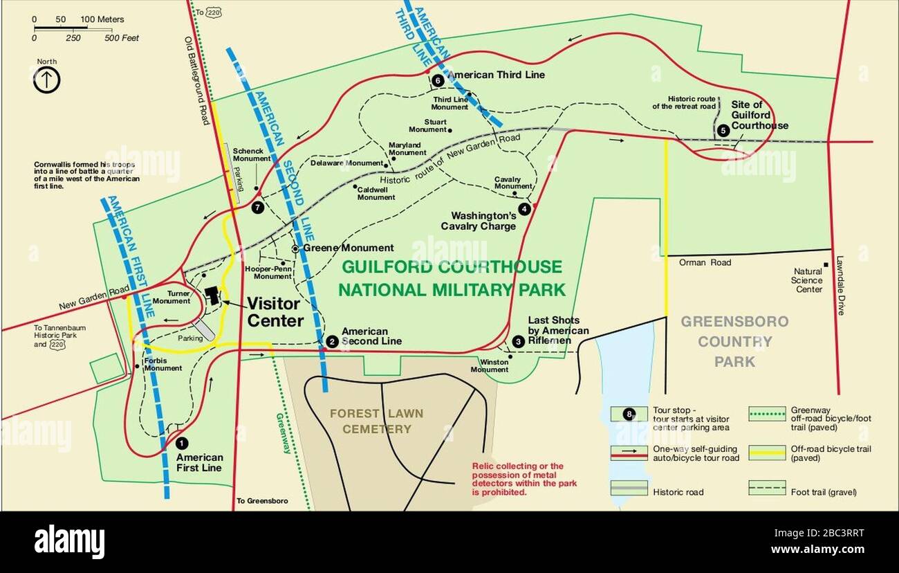 Guilford Courthouse Park - old map Stock Photo - Alamy