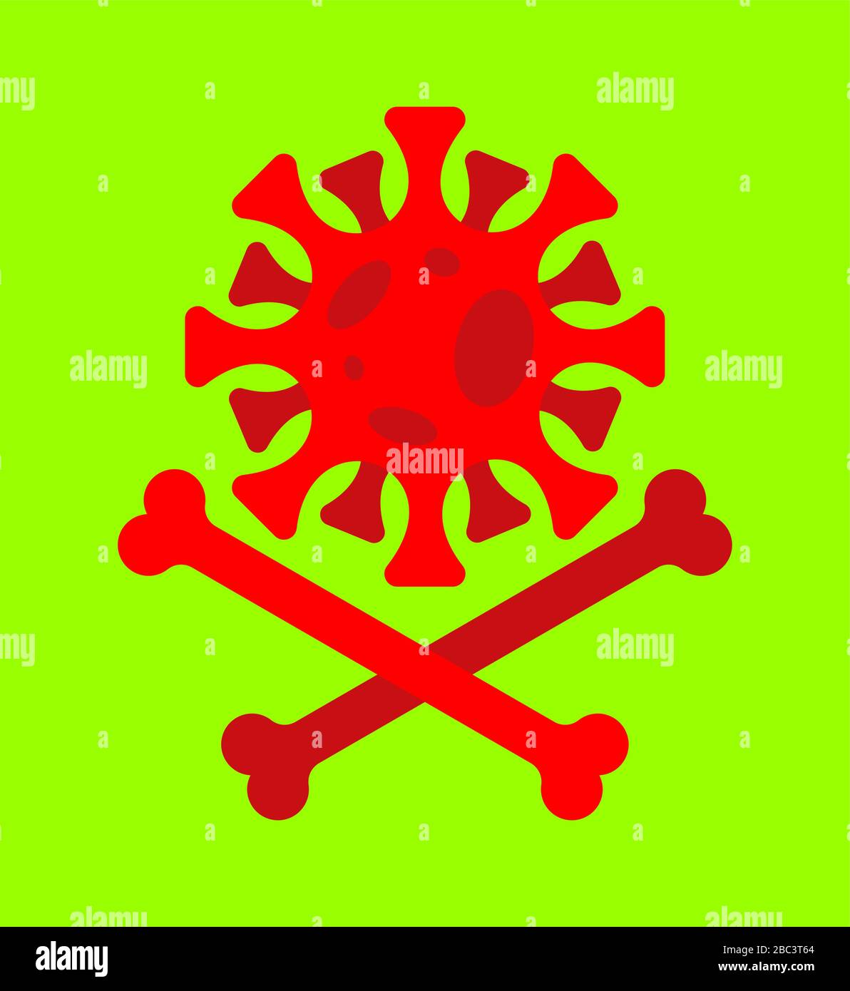 Coronavirus and crossbones Deadly danger sign. Pandemic. Global ...