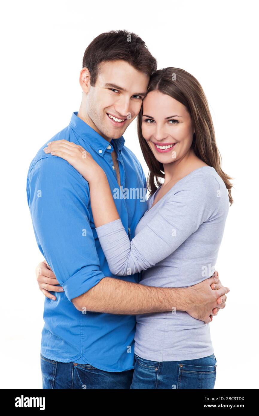 Couple hugging over white hi-res stock photography and images - Alamy