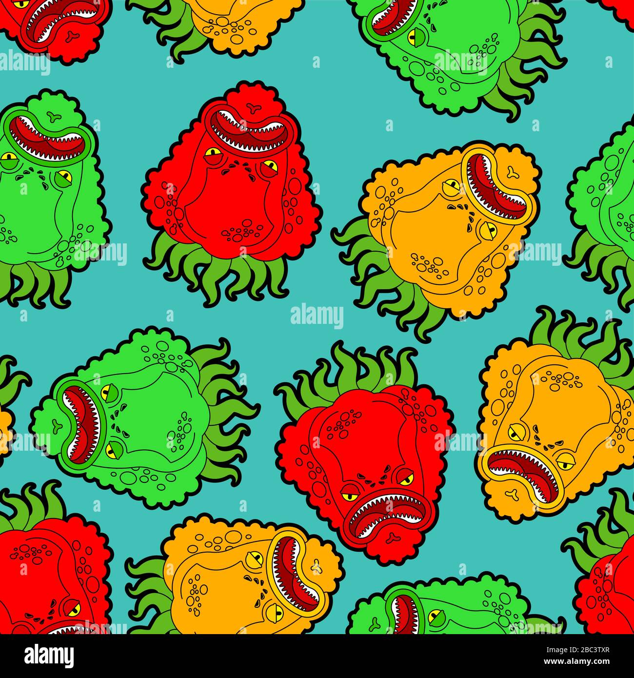 Bell pepper monster pattern seamless. GMO mutant background. Angry ...