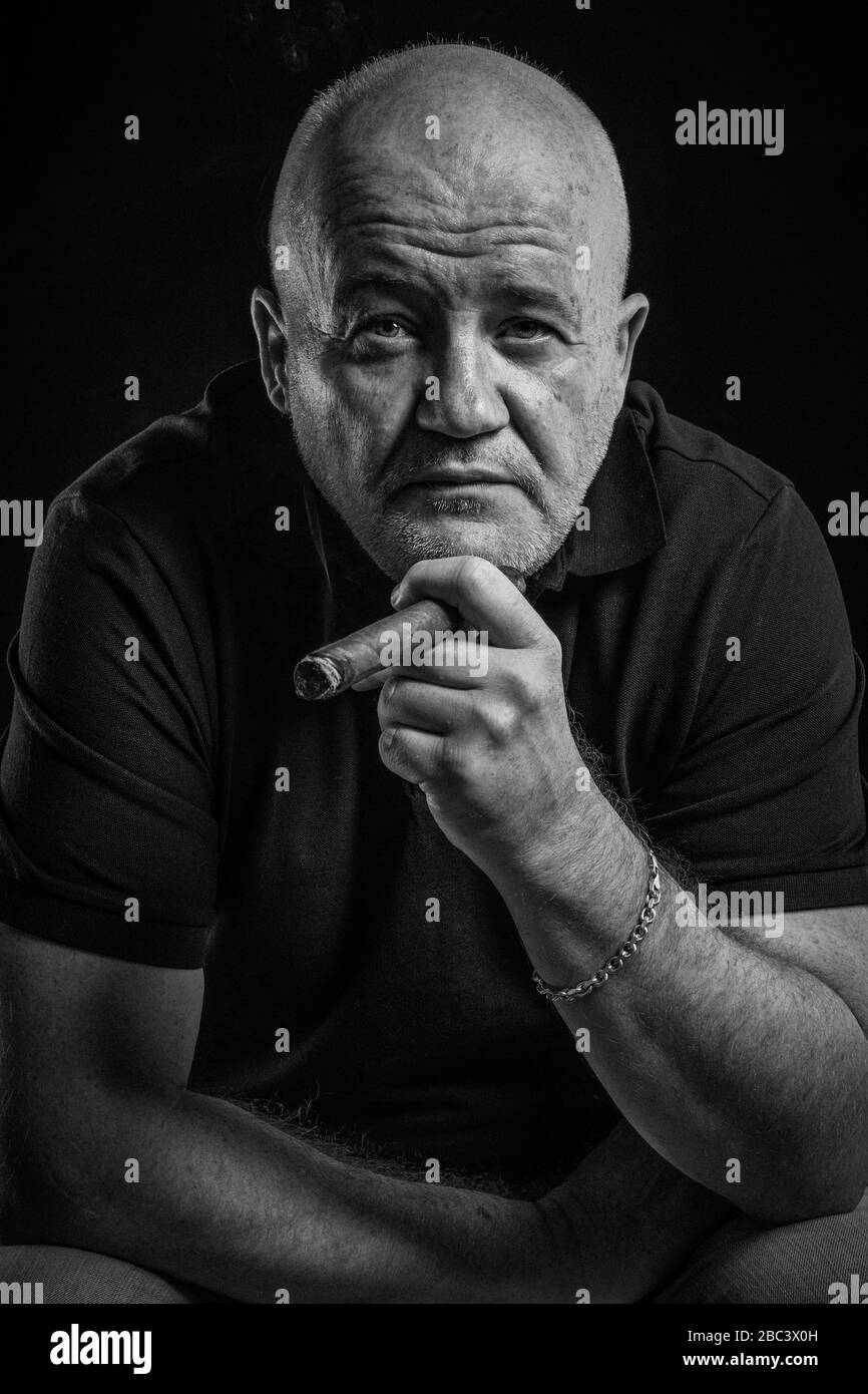 Cigar Smoking Mid Fifties Male Stock Photo - Alamy