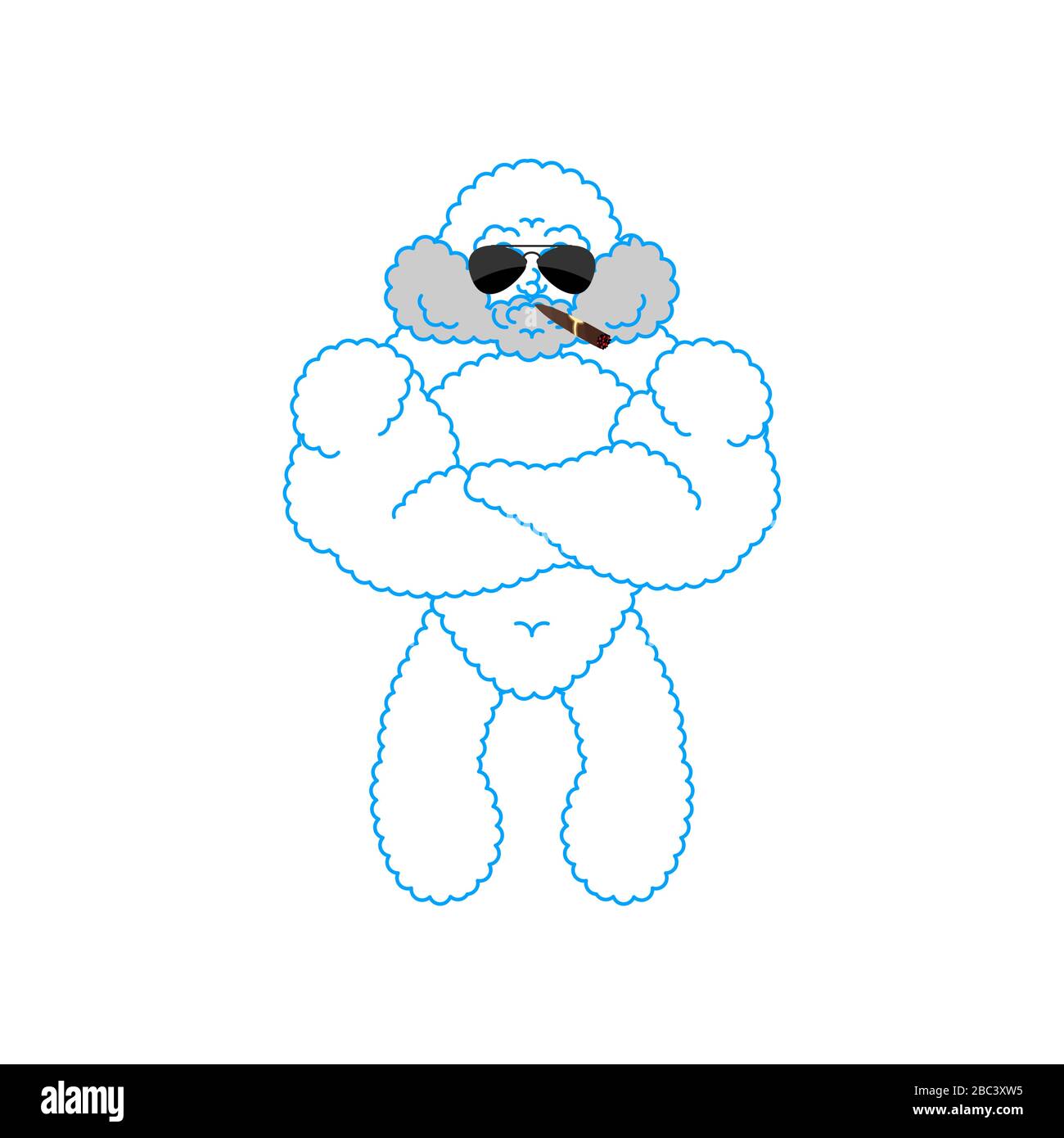 Cloud Strong Cool serious. Cloud man smoking cigar emoji. strict Vector ...
