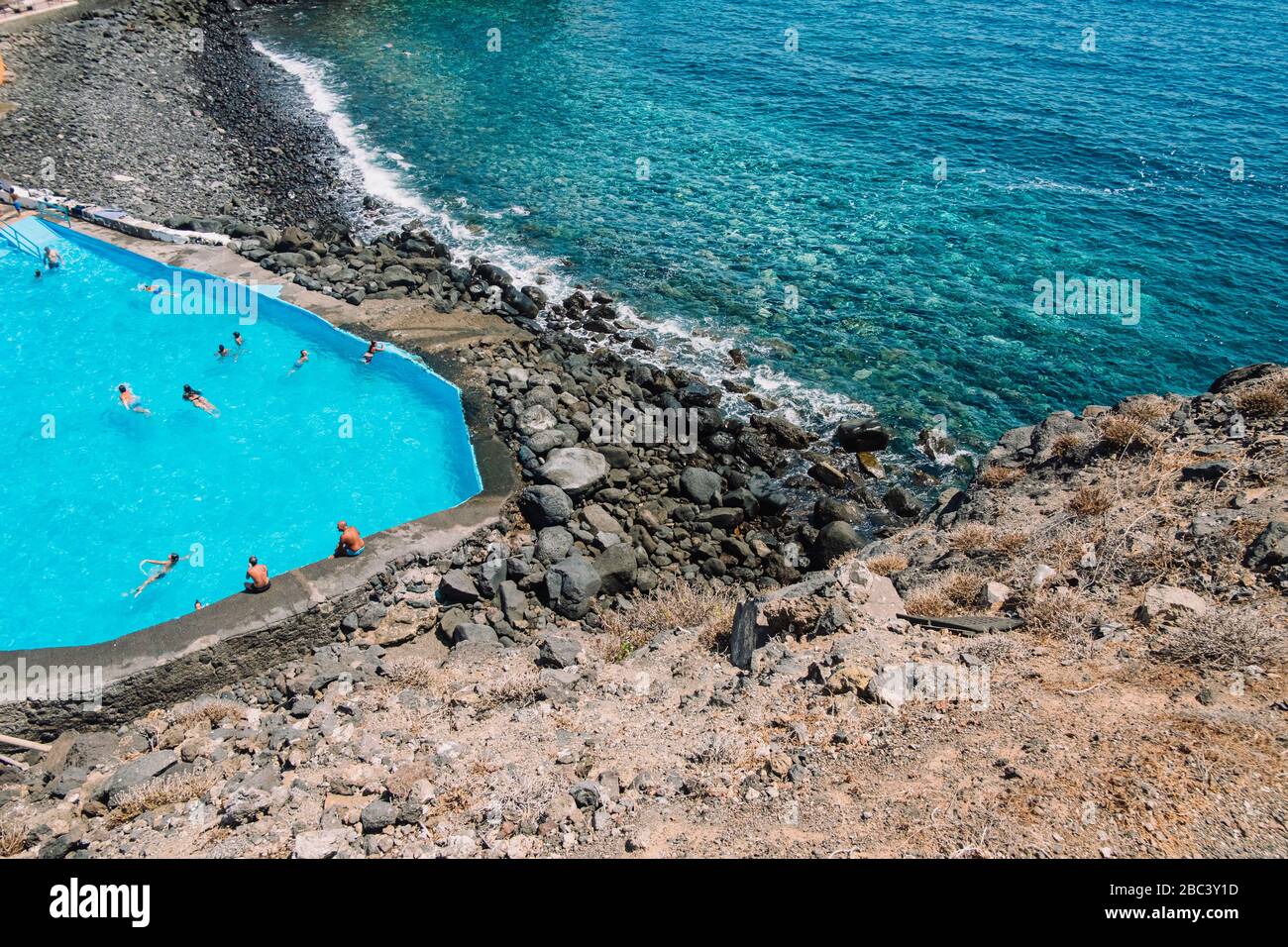 Aerial view of pool by the sea Stock Photo - Alamy