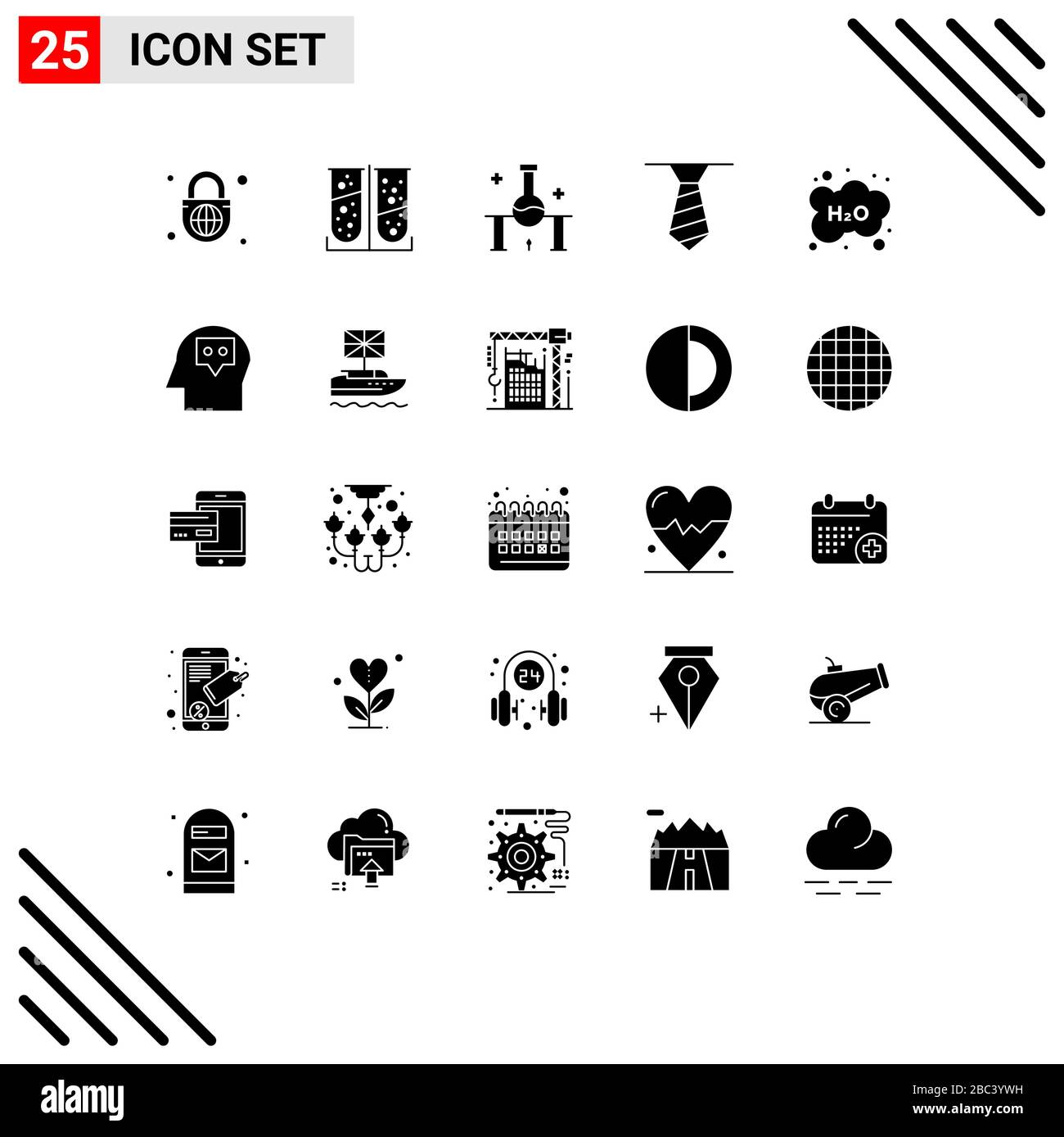 Set of 25 Modern UI Icons Symbols Signs for learning, cloud, laboratory ...