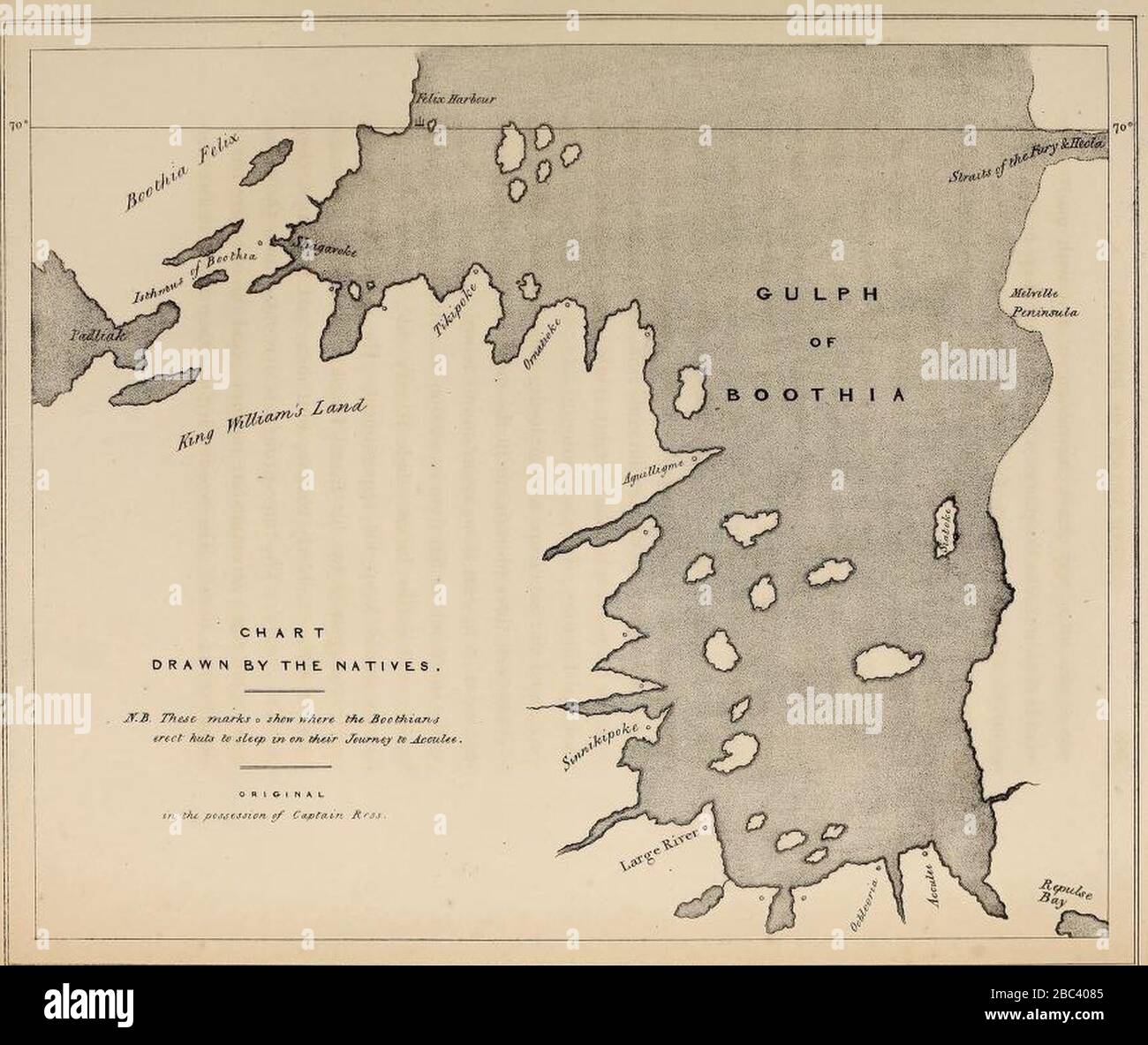 Gulf of Boothia, map drawn by Inuit 1829 (cropped Stock Photo - Alamy