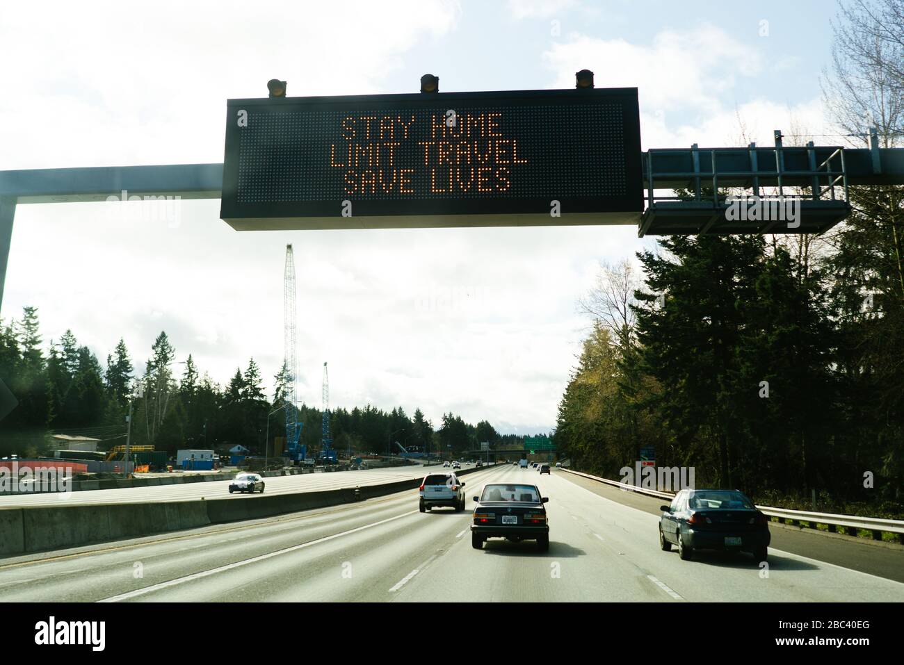 Stay home traffic sign during the 2020 COVID-19 pandemic Stock Photo ...