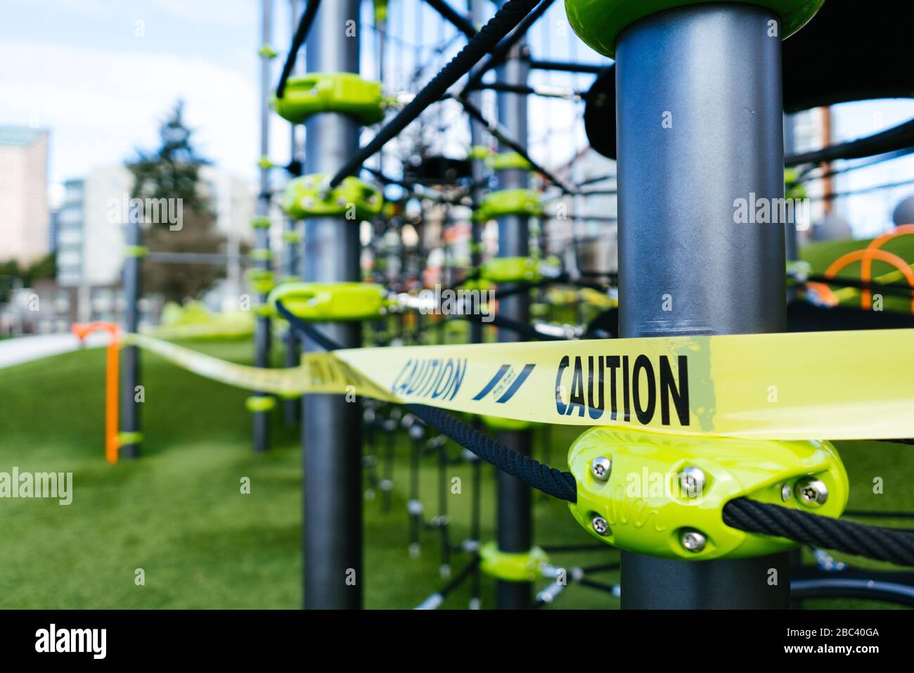 Caution tape at playground hi-res stock photography and images - Alamy