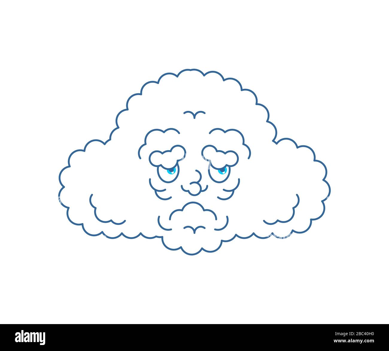 Cloud sad. Cloud man sorrowful emotions. Vector illustration Stock ...
