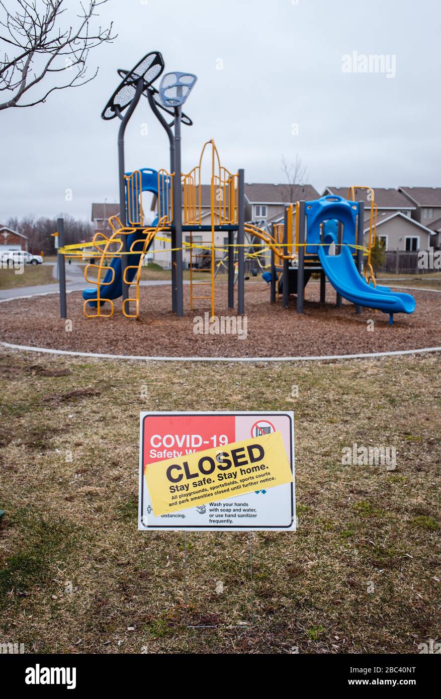 Neighborhood playground closed during Covid 19 pandemic Stock Photo - Alamy