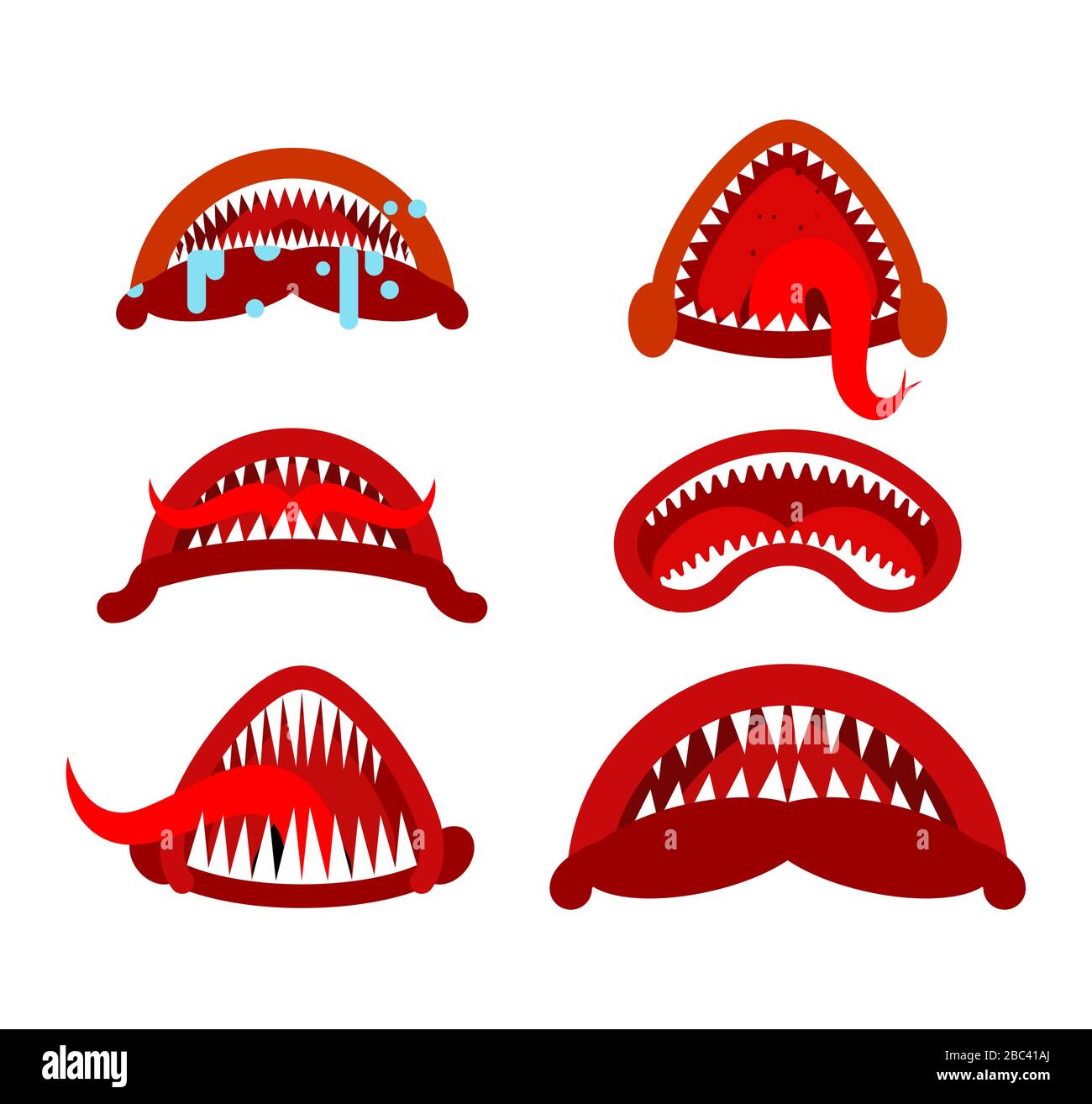 Angry mouth with teeth monster set. Scary Maw with Fangs Stock Vector ...