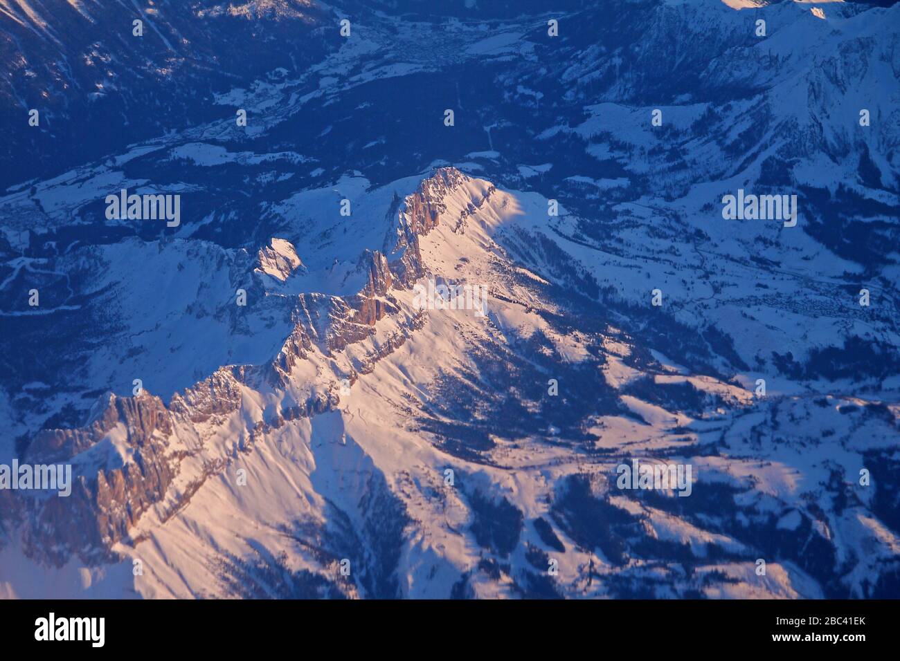 Aerial view of the Alps with winter snow Stock Photo - Alamy
