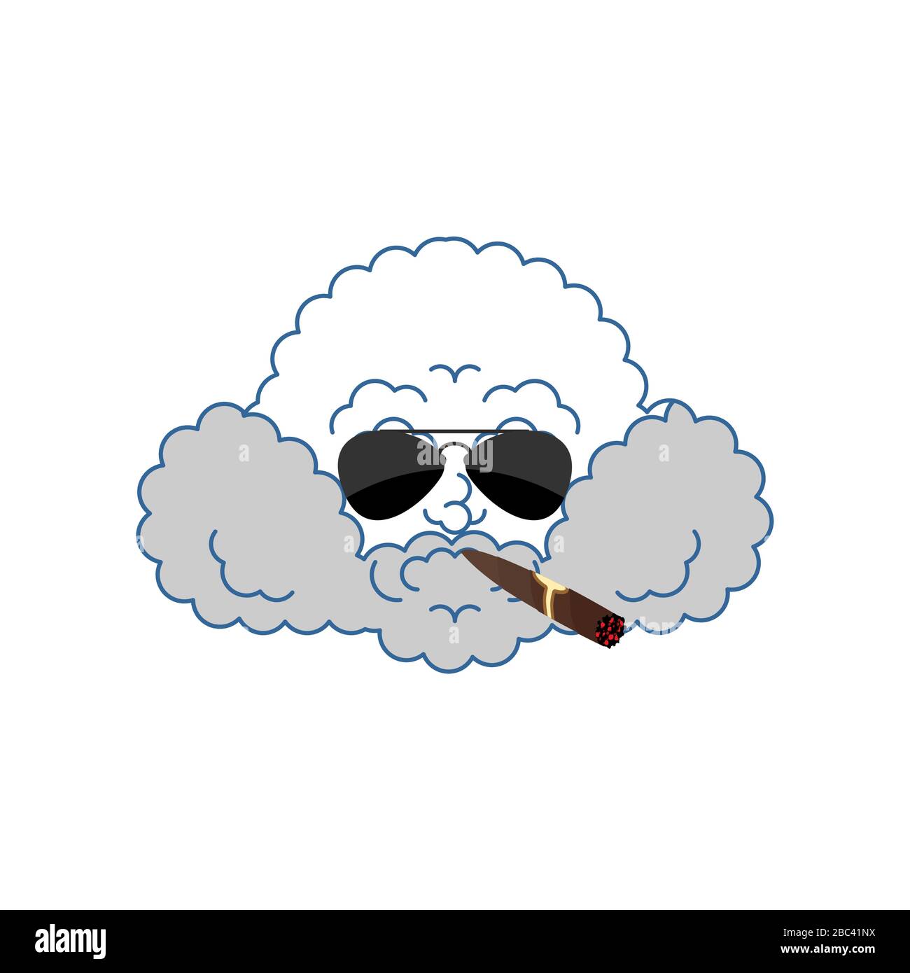 Cloud Strong Cool serious. Cloud man smoking cigar emoji. strict Vector ...