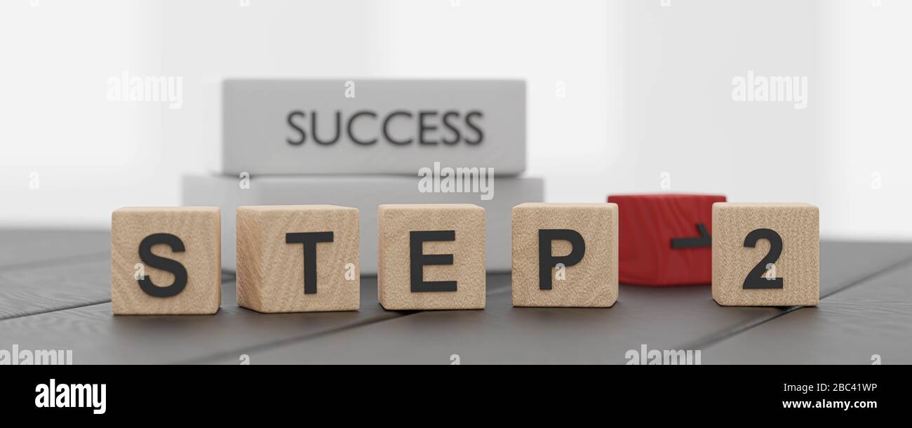 letters showing the word step and number 2 on wooden cubes business ...