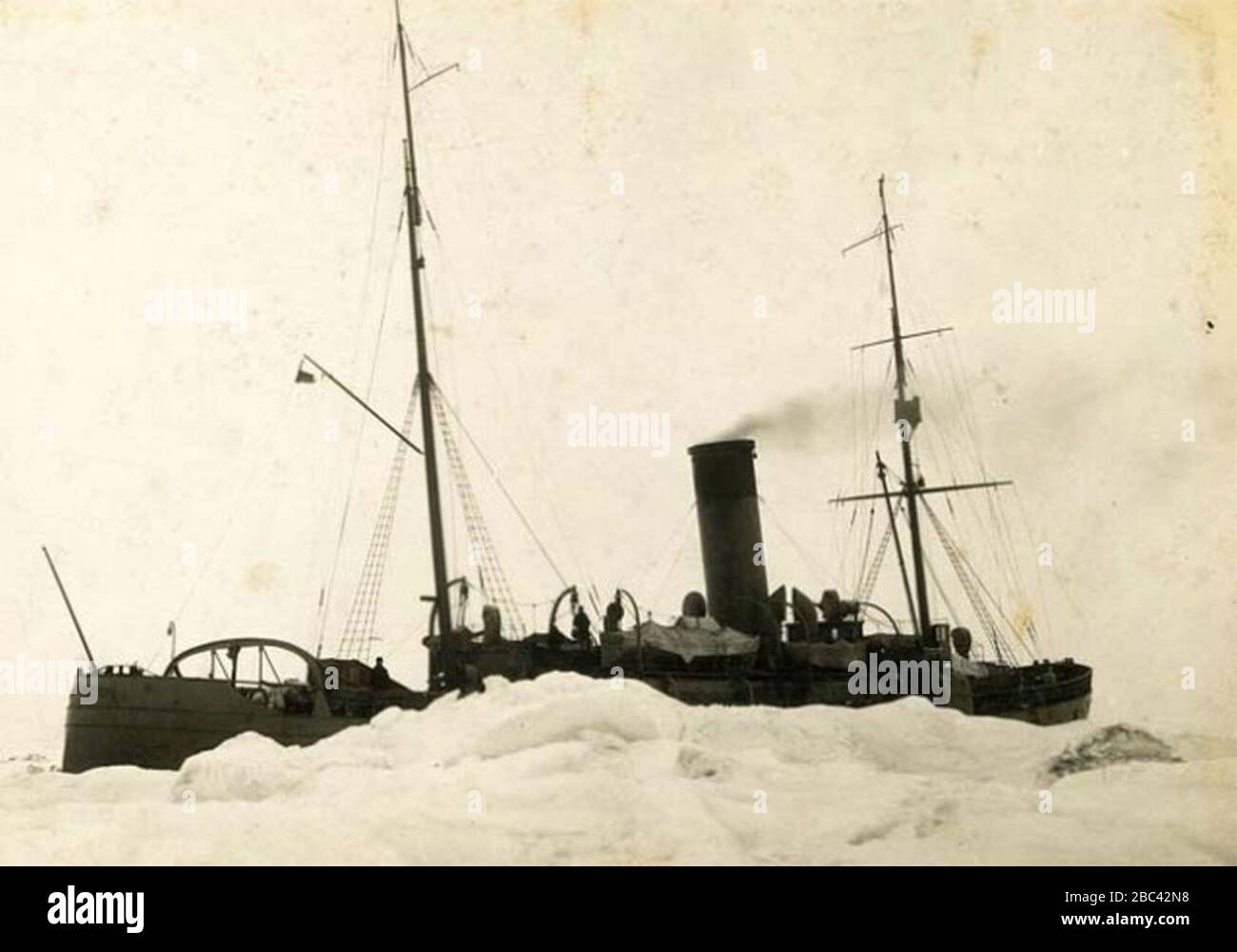 Gunboat Krasnyj Oktiabr on the way to Wrangel Island 1924 Stock Photo ...