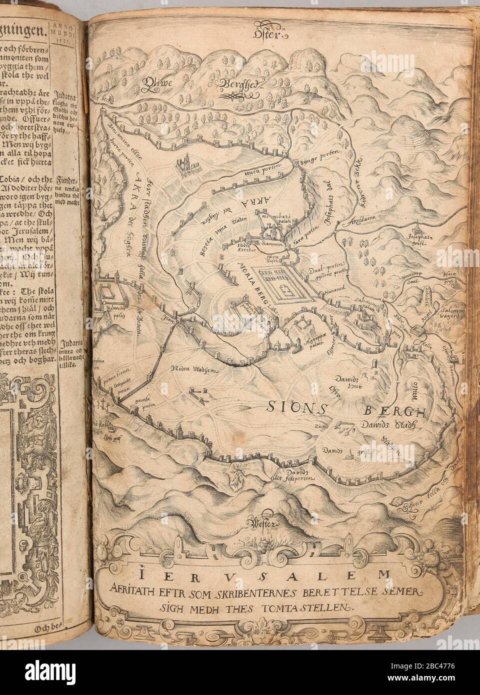 Gustav II Adolfs bibel 1618 - II Esra (Book of Nehemiah), ch. 2-3 - map ...