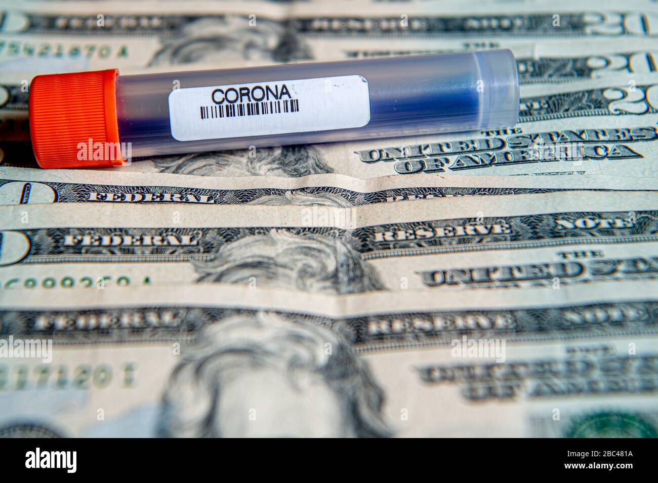 In this photo illustration a latex test tube for the Covid-19 ...