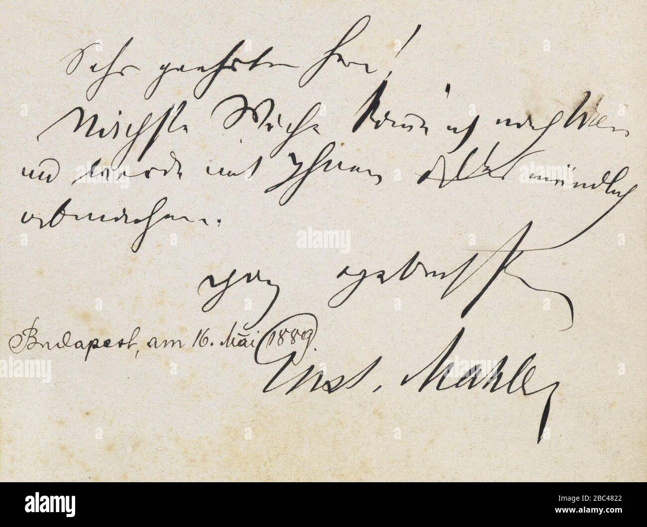 Gustav Mahler Briefkarte 1889-05-16 Stock Photo - Alamy