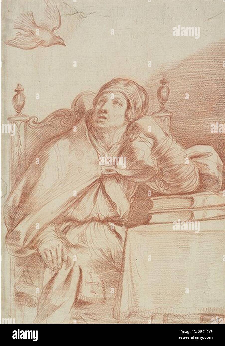 The Holy Spirit Appearing to St. Gregory by Il Guercino, red chalk ...