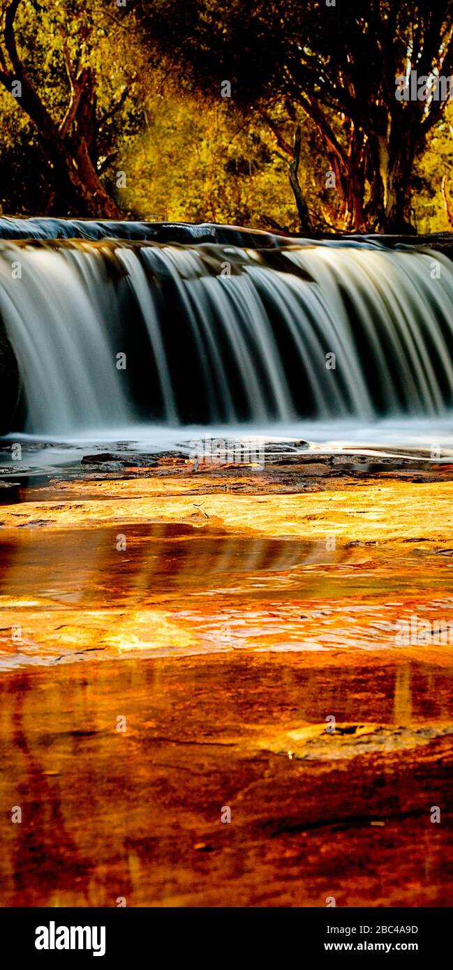 Waterfall at sunrise at Noble Falls near Perth, Australia Stock Photo ...