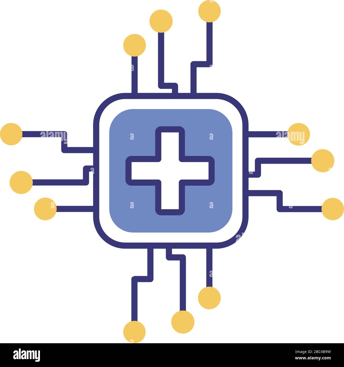 medical cross symbol in processor computer line style Stock Vector ...