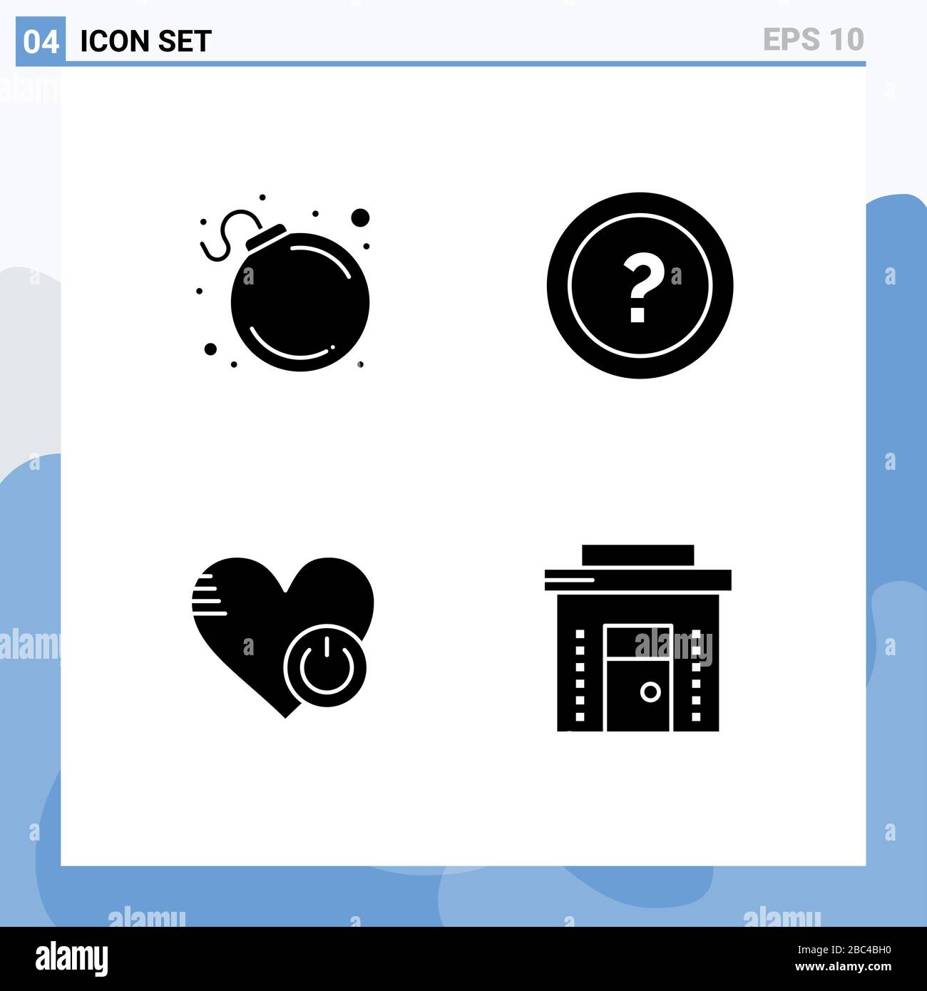 4 Universal Solid Glyph Signs Symbols of alert, off, about, question ...