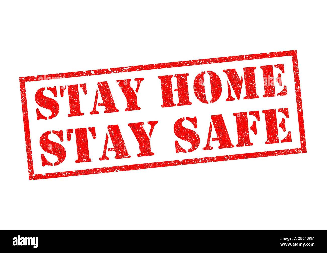 STAY HOME STAY SAFE red Rubber Stamp over a white background Stock ...