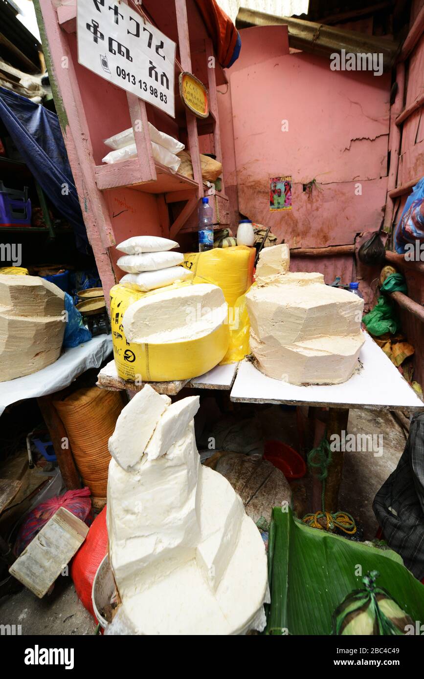 kocho and bula ( chopped false banana tree ) sold at the Mercato market ...