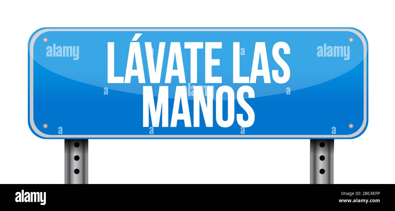 Wash your hands sign in spanish illustration design isolated over white ...