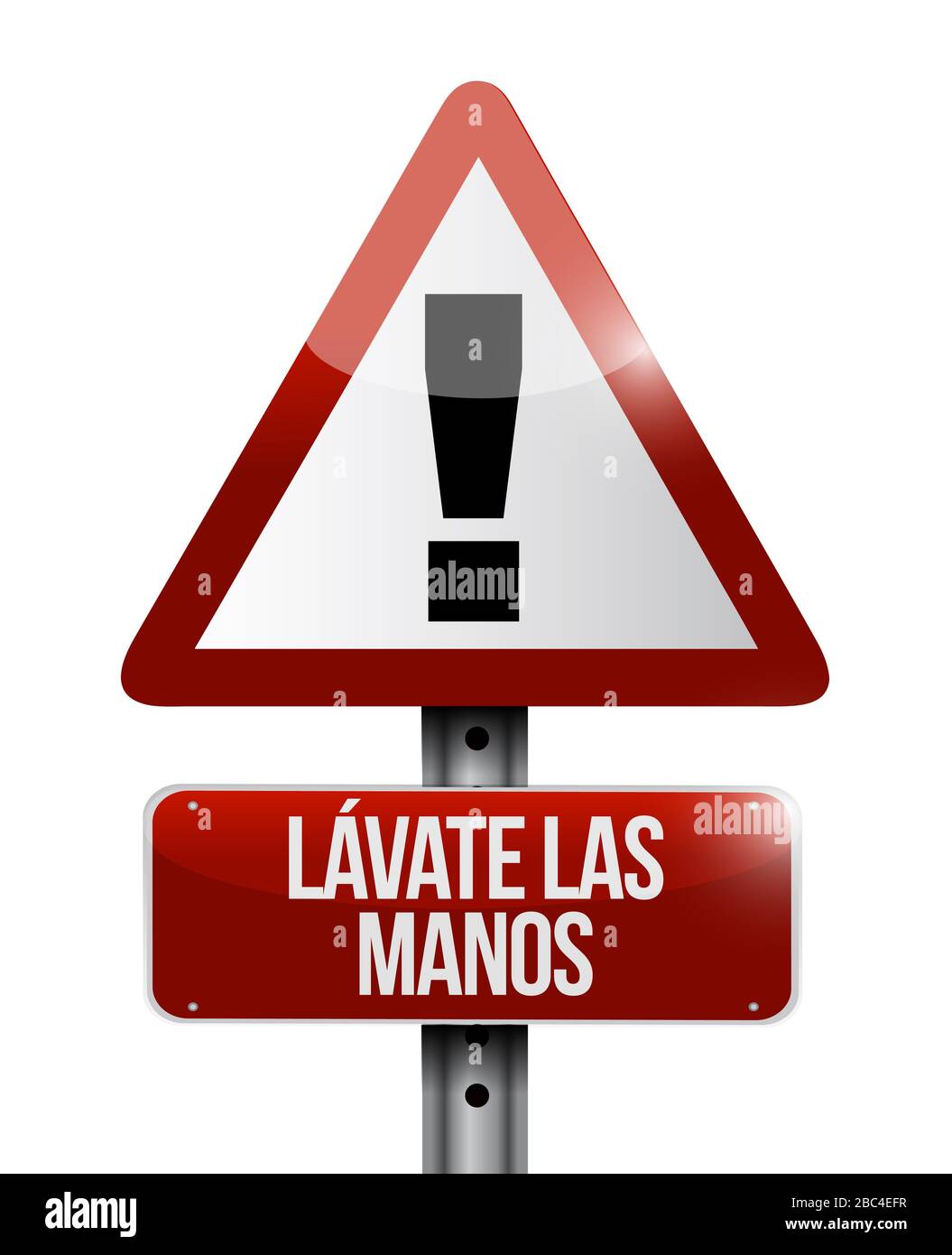 Wash your hands sign in spanish illustration design isolated over white ...