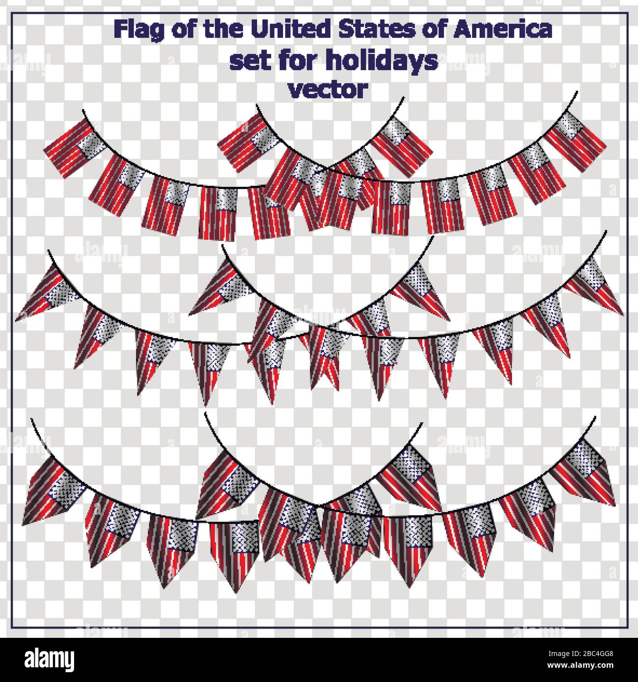 Bright set with flags of USA for holidays. Happy America day background ...