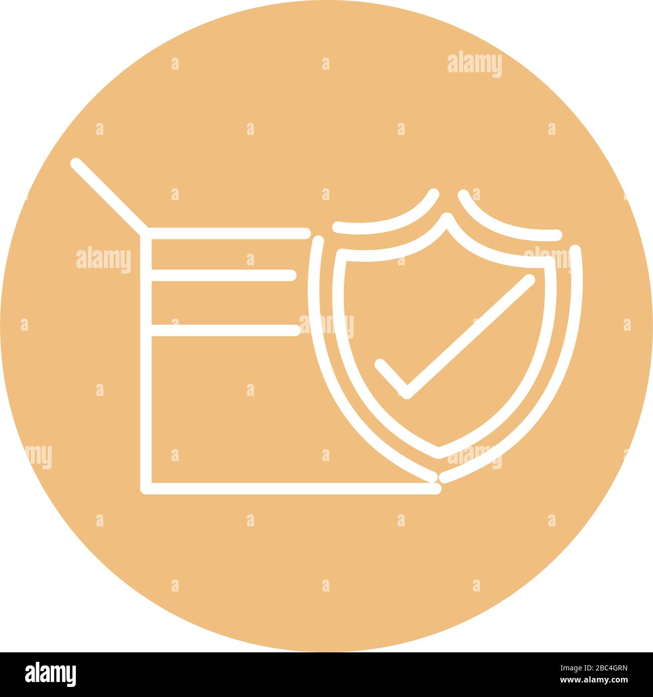 cardboard box check shield cargo shipping delivery vector illustration ...