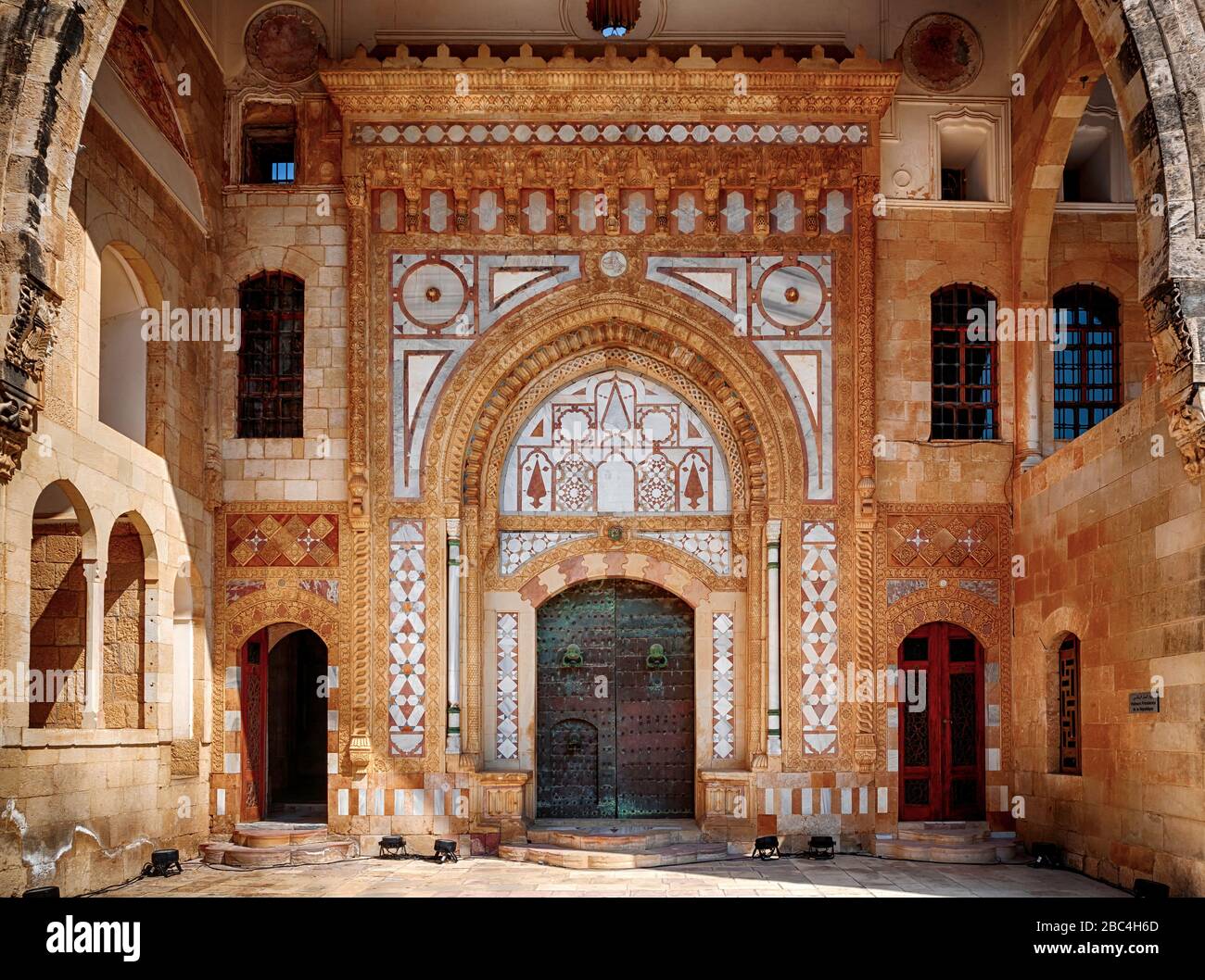 Palace entrance in the grand courtyard, Beitteddine Palace, Beitteddine ...