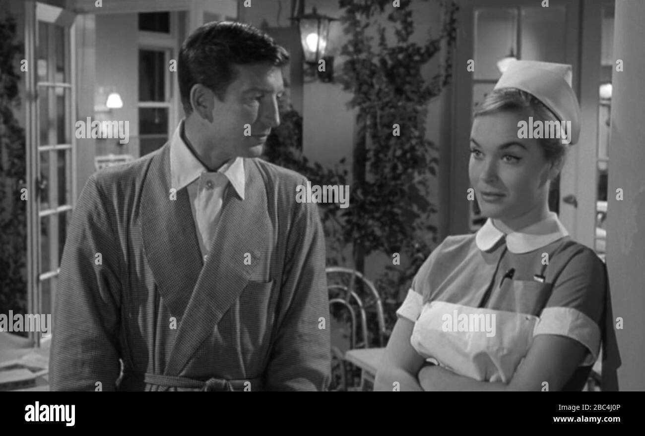 London. UK. Shirley Eaton and Terence Longdon in a scene in ...