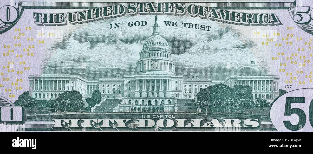Closeup fifty dollar bill back hi-res stock photography and images - Alamy