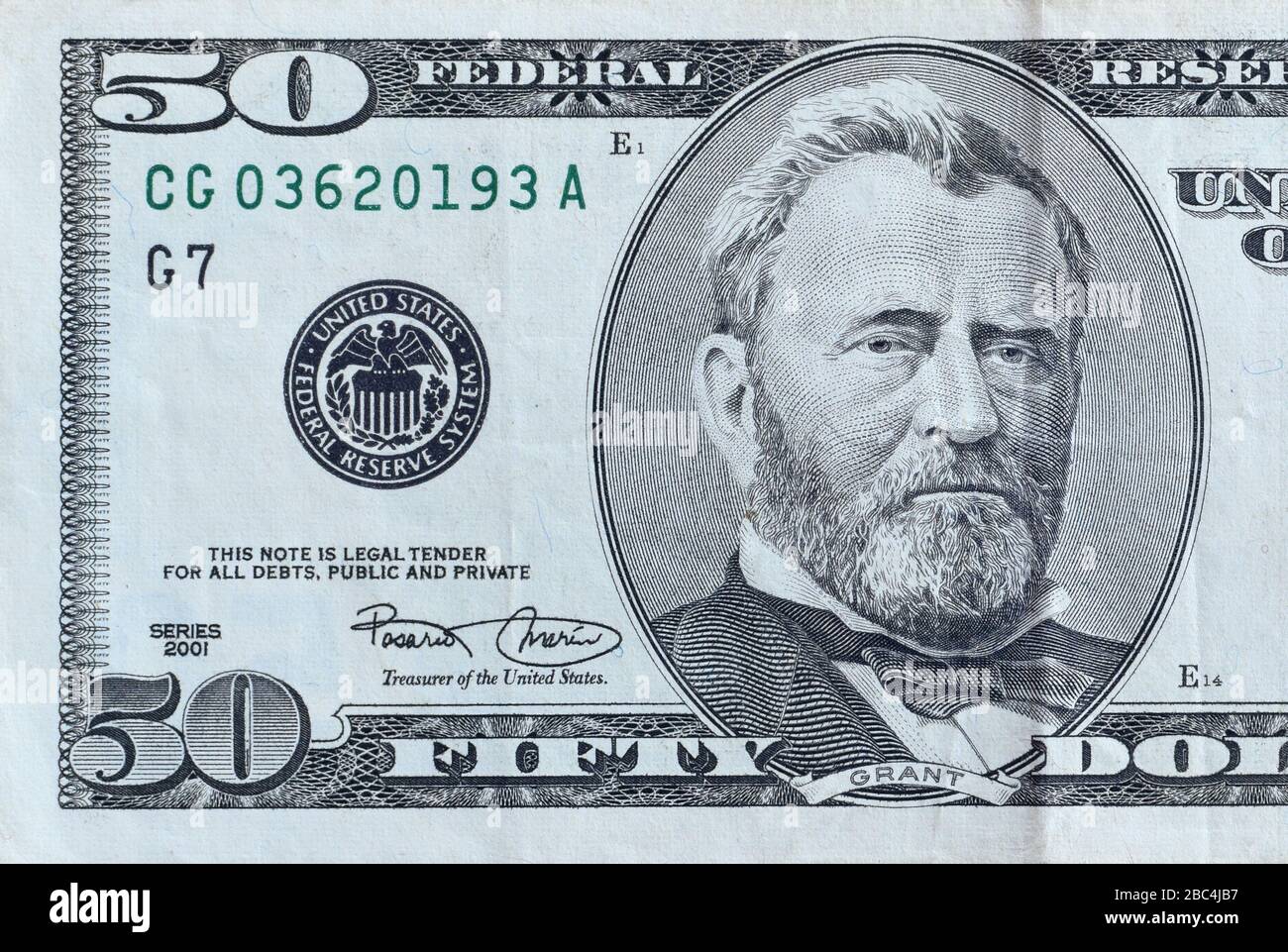 Portrait Of US President Ulysses Simpson Grant On 50 Dollars Banknote Closeup Macro Fragment portrait-of-us-president-ulysses-simpson-grant-on-50-dollars-banknote-closeup-macro-fragment