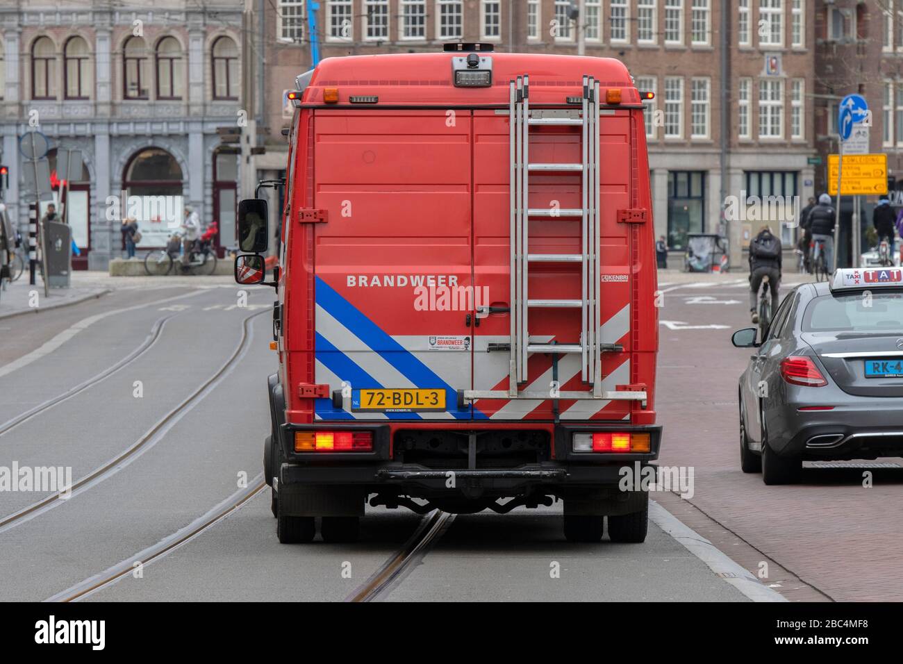 Backside Fire Department Truck At Amsterdam The Netherlands 2020 Stock ...