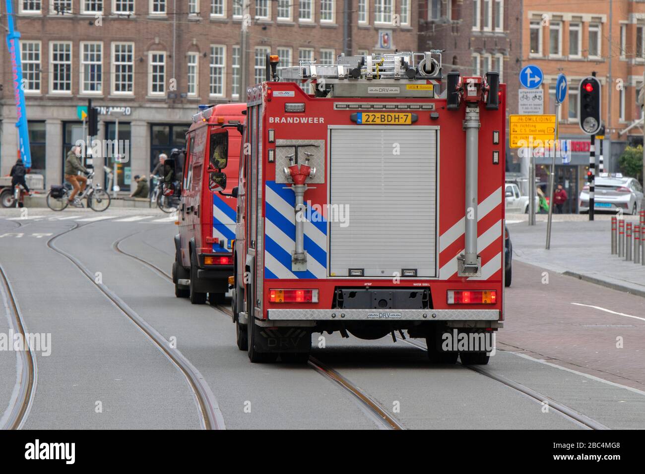 Backside Fire Department Truck At Amsterdam The Netherlands 2020 Stock ...