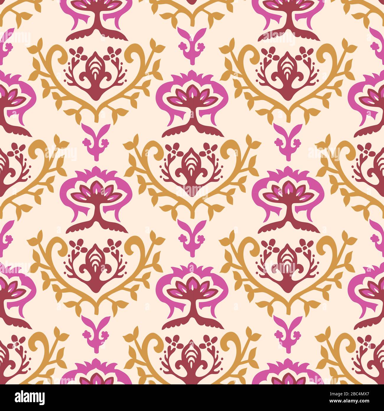 Old indian luxe gold arabesque damask seamless vector pattern. Ornate ...