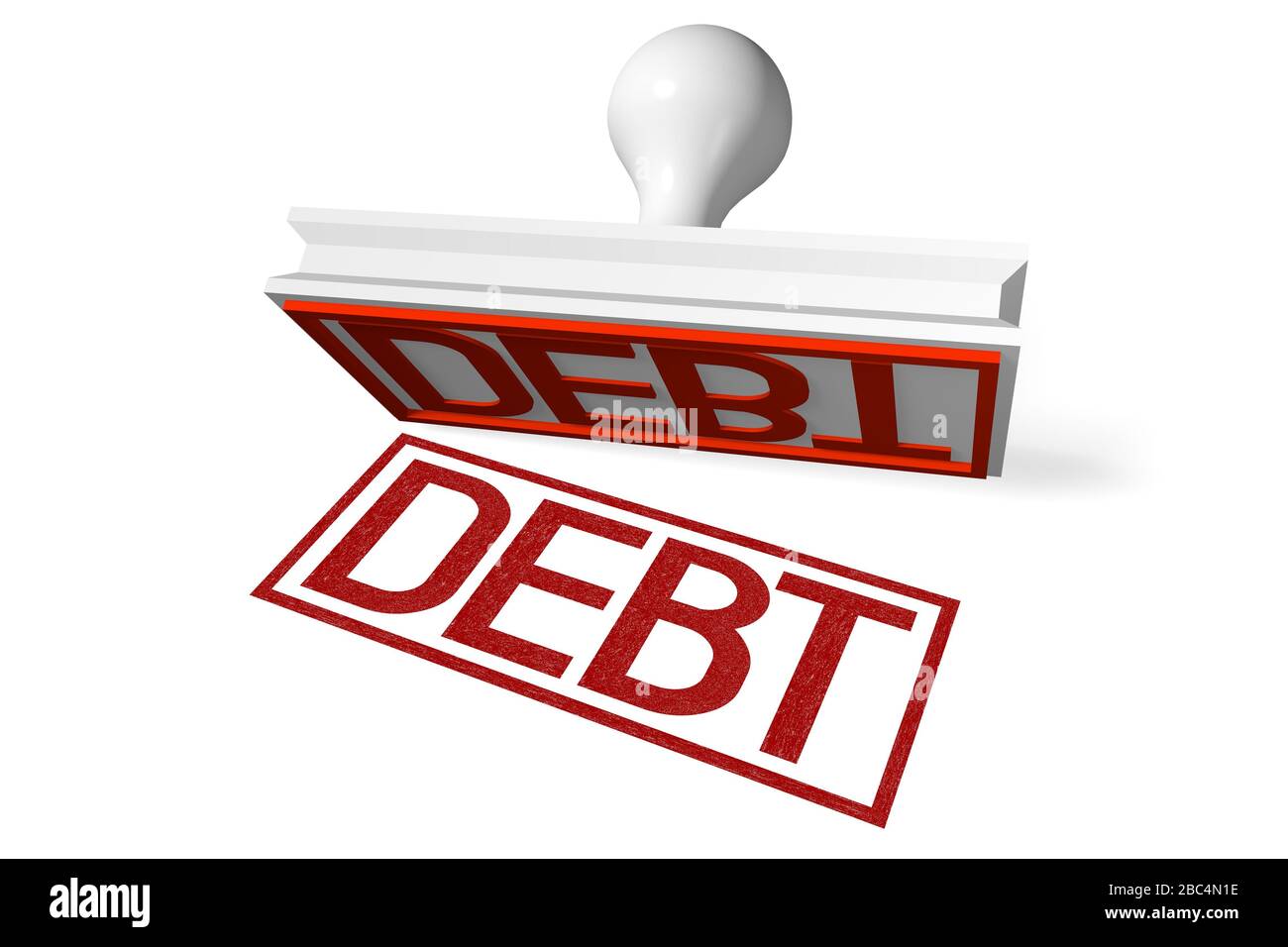 3D rubber stamp - debt Stock Photo - Alamy